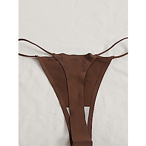 SOLY HUX Women's 7 Piece Low Rise G String Thongs Panty Underwear Black Brown Multi M