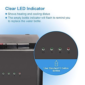 Bottom Loading Water Cooler, Hot, Cold & Room Water Dispenser with 3 Temperature Spouts, Safety Child Lock, ETL Listed, Holds 5 Gallon Bottles, Stainless Steel Water Cooler for Home Office Dorm