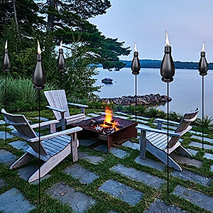 tewei 6 Pack Outdoor Citronella Torches, 59 inch Metal Garden Torches for Outside, Easy to Refill Citronella Outdoor Black Flickering Flame Torch Light for Backyard Outside Patio Lighting Party