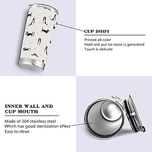 Dog Basset Hound Tumbler with Lid and Straws Insulated Travel Mug Stainless Steel Coffee Cup Double Wall Vacuum Tumblers Water Cup for Office Men Women Tea 20oz Gifts
