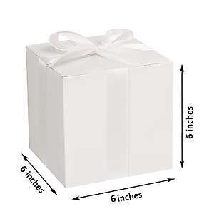 COTOPHER Small Gift Boxes 25 Pack 6x6x6 inches White Gift Boxes with Lids for Gifts, Crafting, Wedding Party Favor, Cupcake Boxes, Candy, Bridesmaids Proposal Box with Ribbons and Stickers