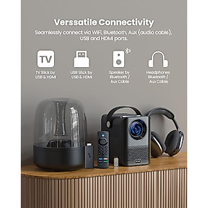 ETOE Smart Projector 1080P with Android TV 10.0, Netflix-Certified, 5G WiFi Bluetooth, Wireless Chromecast, Movie Projector Compatible with iOS/Android/HDMI/Fire TV stick - D2 Pro