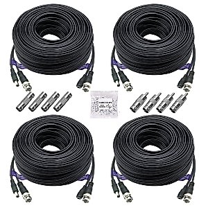 Anlink 4 Pack 100Ft/30M 4K 8MP 5MP All-in-One BNC Video Power Cable, BNC Extension Surveillance Camera Wires for CCTV Camera DVR Systems (8pcs BNC Connectors, 100pcs Cable Clips Included)