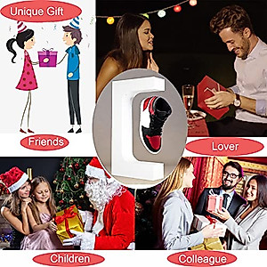 FloatGo Levitating Sneaker Display Magnetic Floating Shoe Stand Magnet Levitation Acrylic Holder Rotation Shelf Spinning Shoe Rack with LED Light Fit Yeezys for Gift Decoration (White)