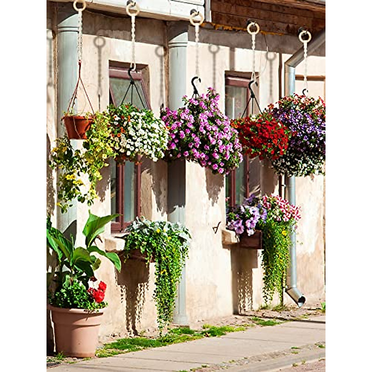 6 Pack Connectable Macrame Plant Hanging Extenders- Durable Rope Plant Hanger Extender with Wooden Ring Handmade Woven Plant Basket Extender for Indoor Outdoor Plant Pot Holder Home Decoration (Beige)