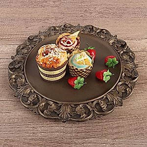 12.7 Inch Antique Decorative Tray Towel Tray Storage Tray Serving Tray Dish Plate Fruit Trays Rings Chain Bracelets Earrings Trays Cosmetics Jewelry Organizer Retro Design Vanity Tray