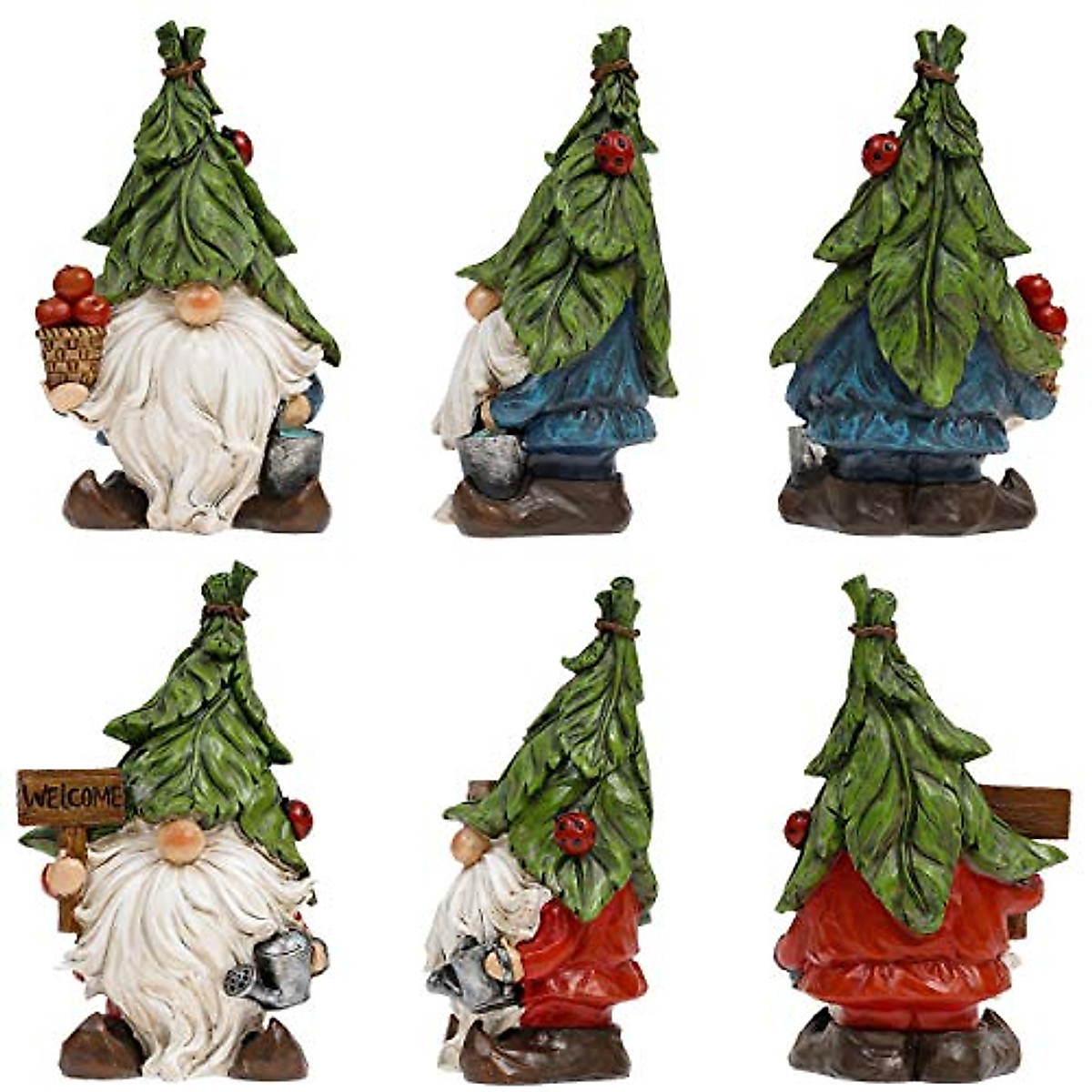 TERESA'S COLLECTIONS Garden Gnomes Statues Decorations for Yard, Set of 2 Cute Gnomes Holding Welcome Sign Garden Sculptures Figurines for Outdoor Patio Lawn Ornament Birthday Housewarming Gift