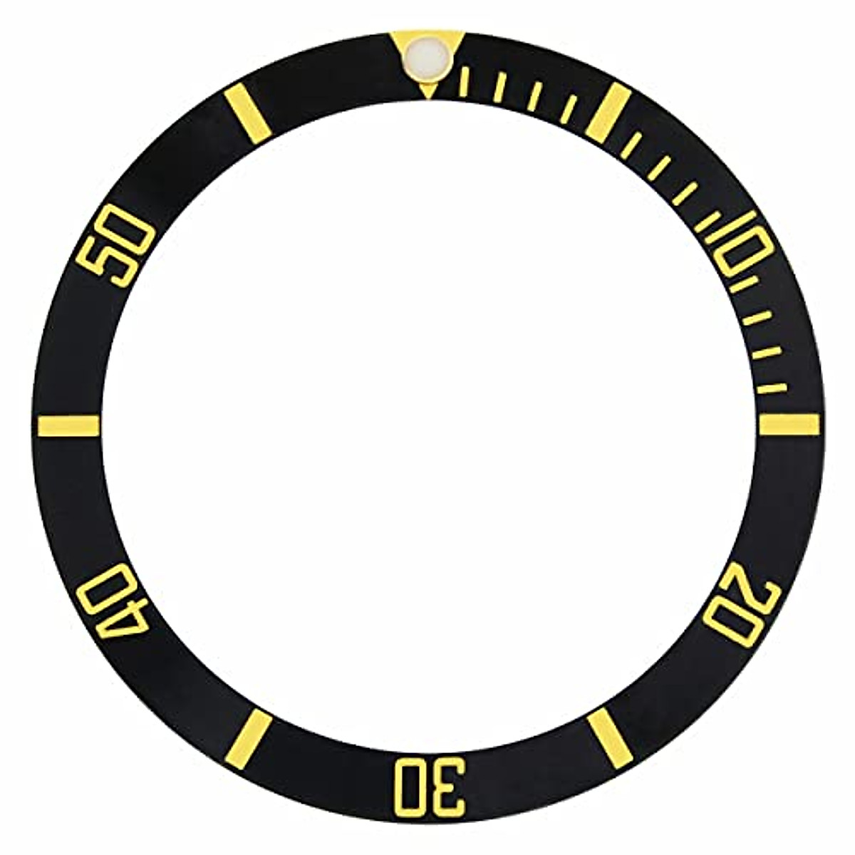Ewatchparts BEZEL INSERT COMPATIBLE WITH ROLEX SUBMARINER BLACK WITH YELLOW FONTS FITS 16613, 16803
