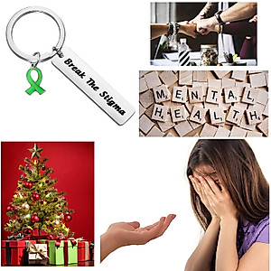 Gzrlyf Mental Health Awareness Keychain Break The Stigma Inspirational Gifts Green Awareness Support (break the stigma)