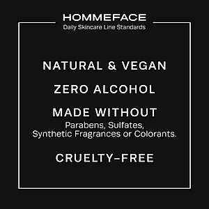 HommeFace Daily Face Wash for Men, 4.22 Fl. Oz. Gentle Facial Cleanser for Deep Cleansing & Purifying with Collagen, Witch Hazel & Cica Extracts, Vegan