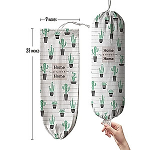 Hglian Cactus Plastic Grocery Bag Holder and Dispenser,Large Hanging Garbage Shopping Trash Bags Organizer Storage,Cute Cactus Kitchen Decor,Gifts for Women Mom Grandma