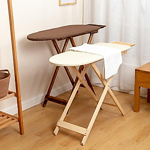 Solid Wood Ironing Board, Home Use, Ironing Rack, Foldable Standard Size, Adjustable Height, with Foam Pad and Cotton Cover, (Small : A)