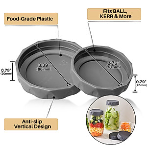 24 Pack Plastic Mason Jar Lids 12 Wide Mouth & 12 Regular Mouth with Sealing Rings Mason Jar Lids Fits Ball, Kerr & More Plastic Lids for Mason Jars Grey