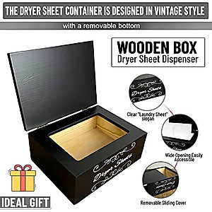 Dryer Sheet Holder, Wood Dryer Sheet Dispenser, Dryer Sheet Container Box with Lid, Rustic Dryer Sheets Holder, Laundry Sheet Holder for Laundry Room Organization