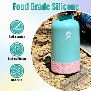 Diumepo Silicone Boot for Hydroflask 64 oz Water Bottle -Anti-Slip Protective Bottom Sleeve Cover(Black)