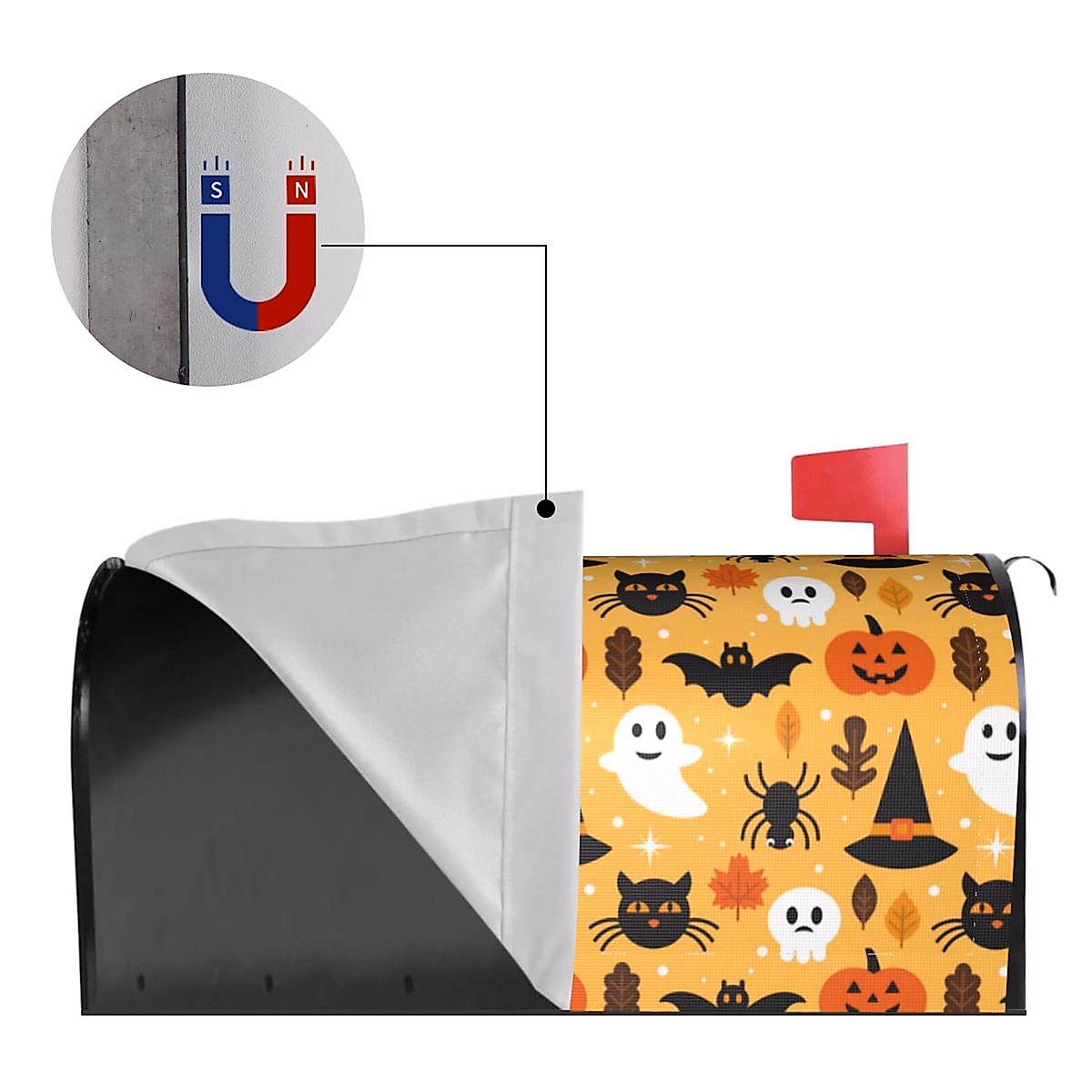 Joyidec Halloween Ghost Cat Mailbox Covers Magnetic Standard Size Waterproof Mailbox Wraps Post Letter Box for Courtyard Garden Yard Fence Decor 21x18 in