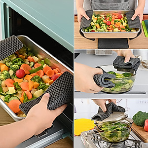 Nstezrne Silicone Trivets for Hot Dishes, Trivet Mat Hot Pads for Kitchen, Silicone Pot Holders for Kitchen, Trivets for Hot Pots and Pans, Heat Resistant Mats for Quartz Countertops, Set 4 Dark Gray