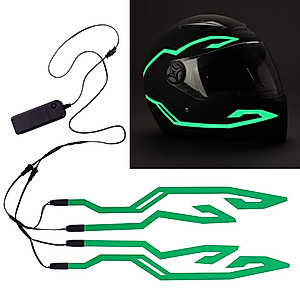 JIGUOOR 4PCS Motorcycle Helmet Light, Night Riding Signal EL Light, 3 Mode Led Helmet Light Strip Decoration Accessories Kit (Green, Battery Powered)