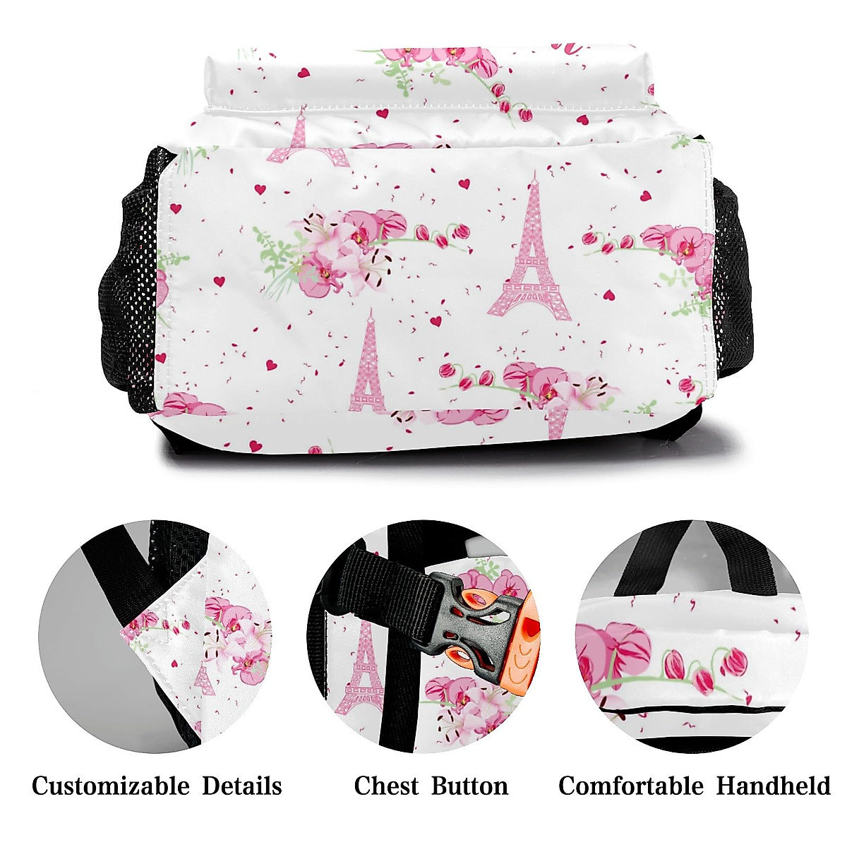 Liveweike Custom Kids Backpack,Romantic Pink Floral Personalized Kid's School Bookbags Bag for Gift Girl Boy Children