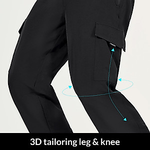 BALEAF Men's Hiking Pants Waterproof Lightweight Quick Dry Cargo Travel Elastic Waist Strentch Straight Leg UPF 50+ for Work Athletic Size L Black