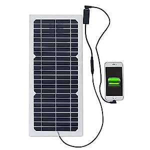 XINPUGUANG 10W 12V Solar Panel Solar Trickle Charger Portable Battery Maintainer with Cigarette Lighter DC Alligator Clip Cable for RV Boat Cabin Tent Car Trucks Trailers