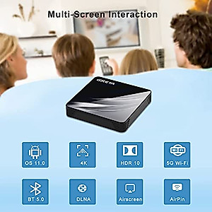Android TV Box 11.0 Amlogic S905W2 Android Box 2GB RAM 16GB ROM with 2.4G/5G Dual WiFi and BT 5.0 Smart TV Box Support 1080P Ultra HDR 4K Streaming Media Player