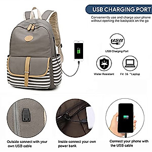 Sunborls Backpack for Teen Girls Lightweight High-capacity Middle Student Bookbag Women Backpack With Lunch bag Pencil Bags Student Bookbags 3Pcs (Grey)