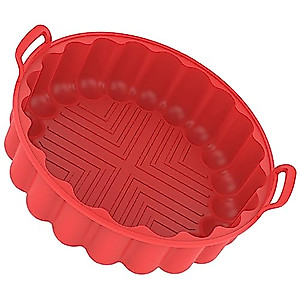 HEMOTON Silicone Bakeware Air Fry Oven Air Fryer Oven Pan Round Baking Pan Air Fryer Tray Air Fryer Silicone Liners Airfryer Liners Silicone Non Stick Air Fryer Liner Air Fryer Baking Pots