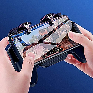 AK66 Six Finger All- in- One Mobile Game Controller Fire Key Button for Mobile Game Eating Chicken Artifacts Game Handle (Black) Cell Phone Automobile Accessories