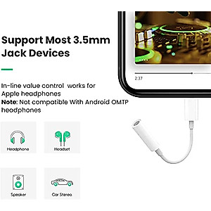 Apple MFi Certified 3 Pack Headphone Adapter for iPhone, Lightning to 3.5 mm Headphone Jack Adapter for iPhone Converter Dongle Auxiliary Audio Splitter Cable Compatible with iPhone 14 13 12 11 X XS 8