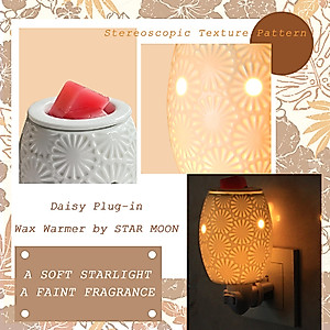 StarMoon Plug in Wax Outlet Warmer for Home Décor, Wax Warmer Plug in, Home Fragrance Diffuser, Removable Dish, No Flame, with One More Bulb (Daisy)