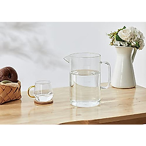 Glass Water Pitcher with Scale Line, Dinner Table Pitcher, Large Serving Carafe for Water, Juice, Sangria, Lemonade, and Milk, Clear Glass Beverage Pitcher (Clear, 85 oz)