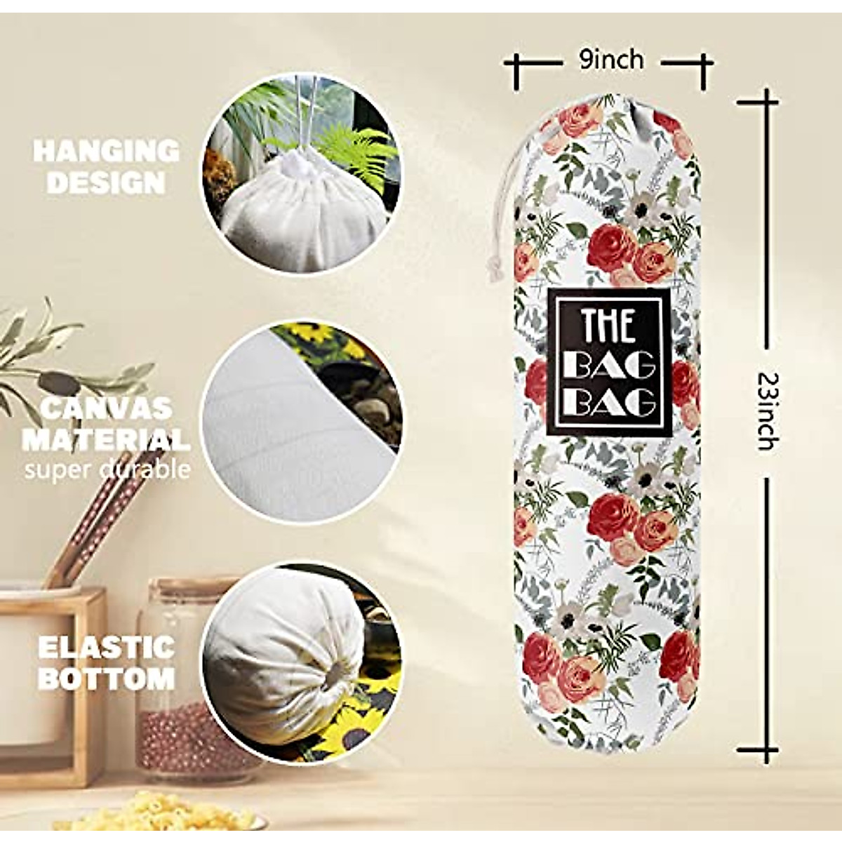 Funny Flower Bag Bag, Grocery Bags Holder Organizer For Shopping Bags, Wall Mount Plastic Bags Storage Container Dispensers, Gift For The Preferred Family And Friends