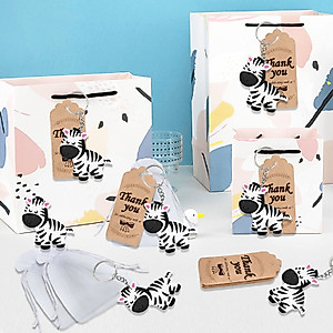 Elecrainbow 40 Pack Zebra Keyring Pack Party Favor for Zebra Lover, Guest Return Gift, Wild Animal Themed Party, Baby Shower, Birthday