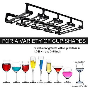 CUKE2BEET Wine Glass Rack Under Shelf, Wine Glasses Holder Under Cabinet Stemware Rack, Wine Glass Hanger Rack Wine Glass Drying Storage Hanger for Cabinet Kitchen Bar