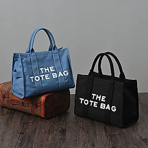 Canvas Tote Bags For Women,Handbag Shoulder Bag Tote Purse With Canvas Crossbody Bag For Office, Travel, School (black)