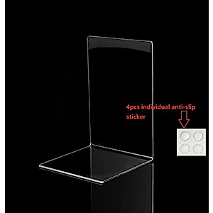Airypart Book Ends Clear Acrylic Bookends for Shelves, Non-Skip bookends for Shelves,Book Holder Stopper for Books/Movies/CDS/Video Game, 7X4.72X4.72inch, 3pairs