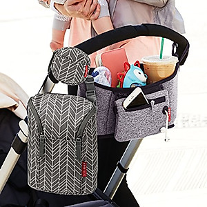 Skip Hop Pacifier Holder, Grab & Go, Grey Feather