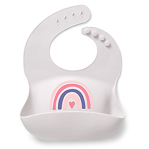 Beanie Kate Silicone Feeding Bib,Durable Pocket Adjustable Strap BPA Free Silicone Waterproof Easy Cleanup Comfortable for Babies & Toddlers (Rainbow),6 month2 years