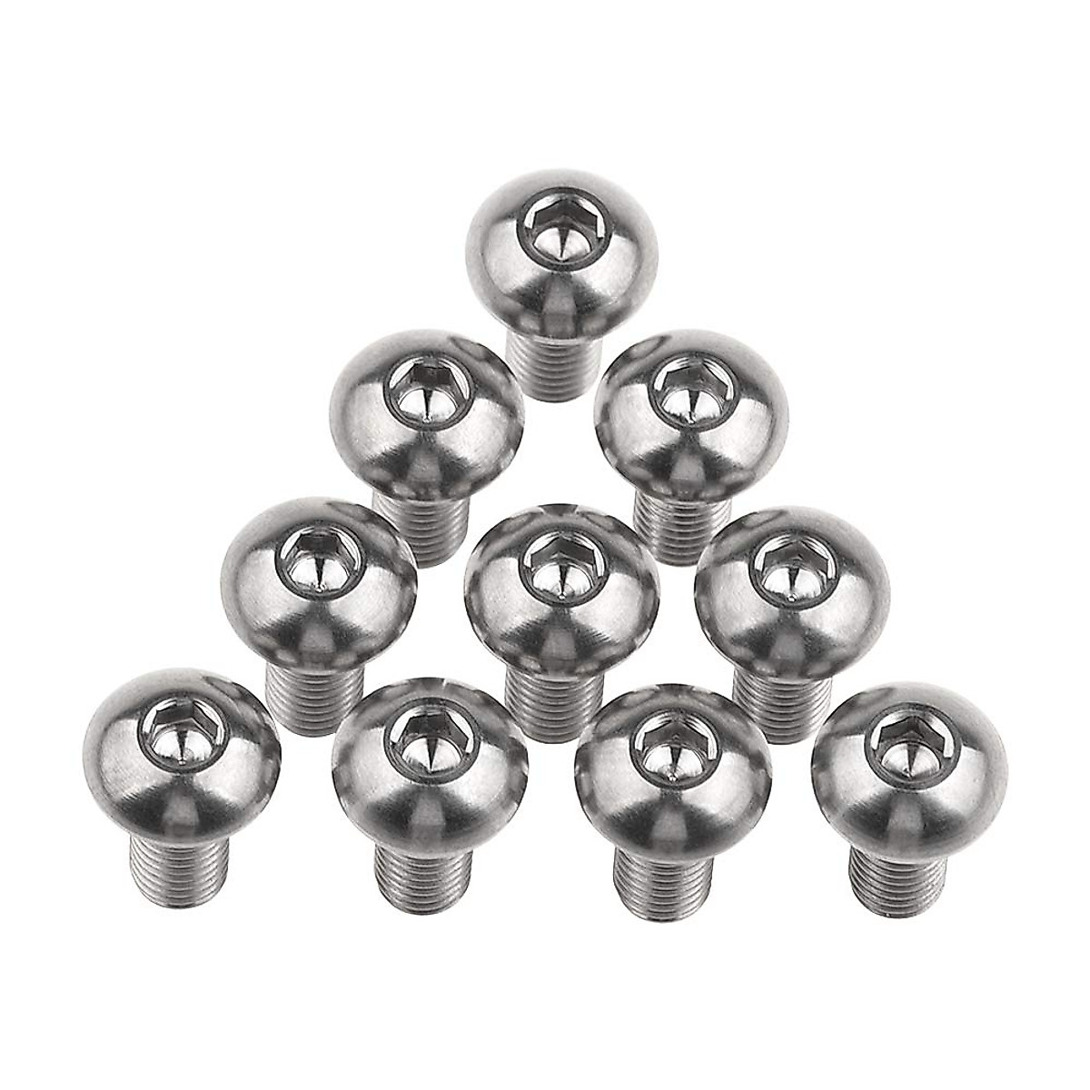 Wanyifa Titanium Ti Water Bottle Cage M5x8 10 12 15mm Bolt Button Head Allen Key Screws Pack of 10 (Silver, M5x12mm)