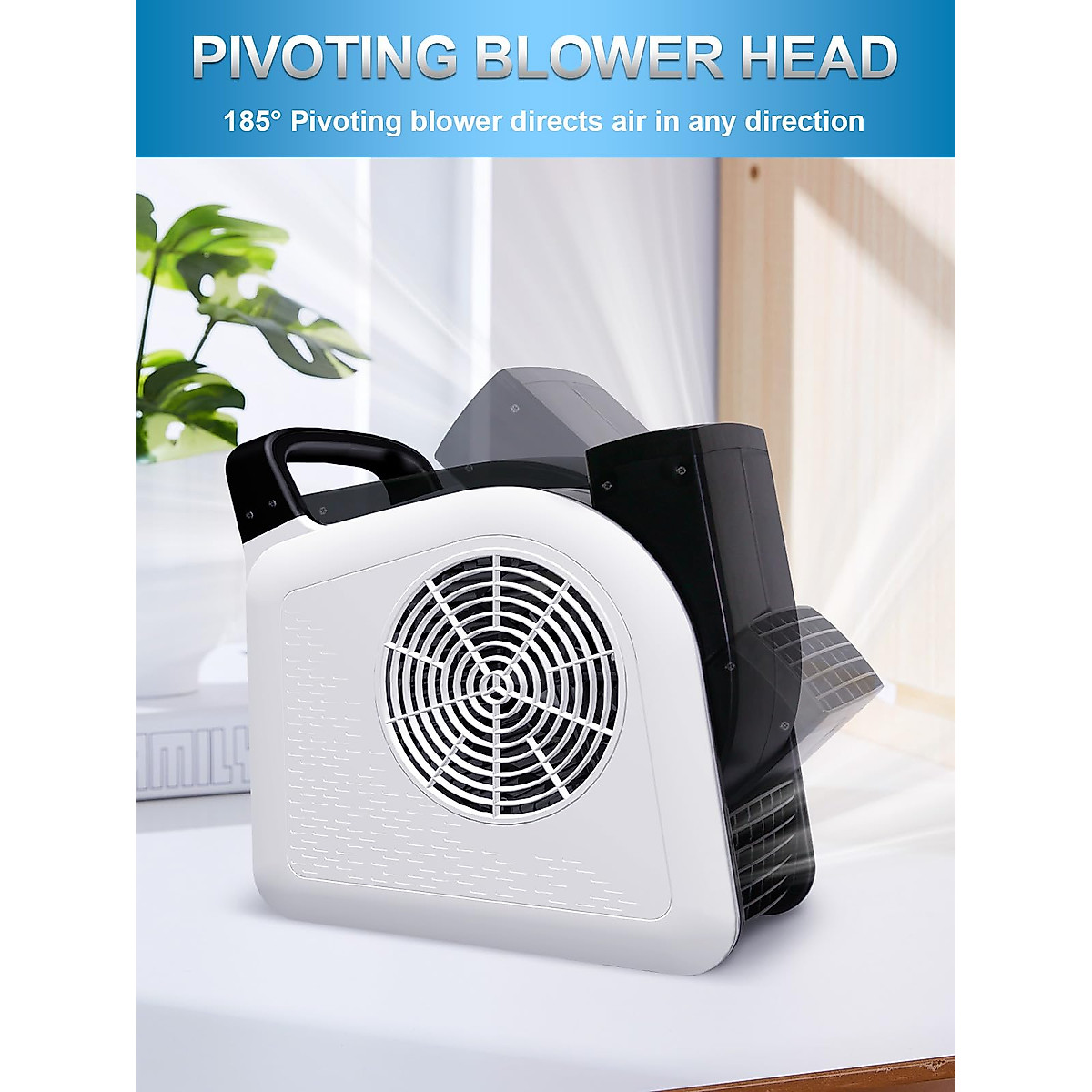 Huilynsen Air Mover Blower Fan - Floor Drying Fan for Cooling, Drying and Exhausting at Home, Garage, Shop, 3 Speeds Portable Utility Fan, 2 AC Outlets and Circuit Breaker with Reset