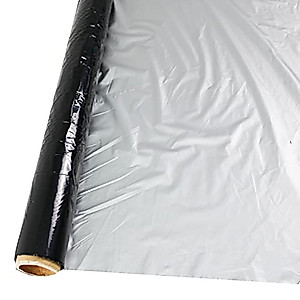 HFS(R) 1 Mil LLDPE Silver Black Metallic Plastic Mulch Plastic Film for Fruits, Vegetables, Crops, Greenhouse, Garden (4FTX50FT)