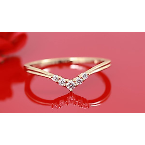 Dazzlingrock Collection 0.13 Carat (ctw) Round White Diamond Five Stone V Shaped Chevron Wedding Stackable Band | 10K Yellow Gold, Size 7.5