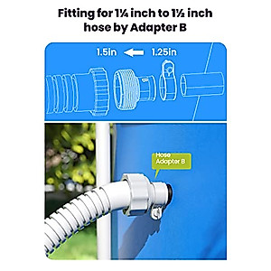 SUMMERBUDDY Type B Hose Adapter & Plunger Valve & Pool Hose Holder for Above Ground Swimming Pool, 1.25" to 1.5" Pool Hose Adapter B & On/Off Plunger Valve for Threaded Pumps (2 Packs)