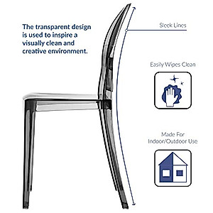 Modway Casper Modern Acrylic Stacking Kitchen and Dining Room Chair in Smoke - Fully Assembled