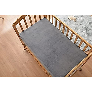 Cozy Fleece Microplush Fitted Crib Sheets, Grey/White with Moon & Stars, Grey/White with Moon & Stars