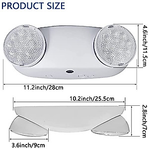 LED Emergency Light with Backup Battery, Commercial Emergency Light, Two Adjustable LED Light Head Emergency Lighting Fixtures, 120-277V AC fire Retardant UL Certified (12 Pack)