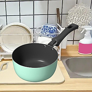 Generic Stainless Steel Small Milk Pan Milk Pot Stainless Steel Soup Pot for Kitchen, Green