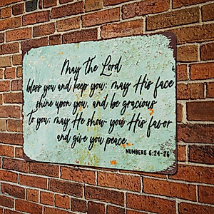 luckluccy May The Lord Bless You and Keep You Metal Sign,Retro Rustic Quote Saying Words Bar Men Cave Garden Wall Art,Festival Party Farmhouse Aluminum Sign,Home Decor,20*30cm(0mds7y91b0xs)
