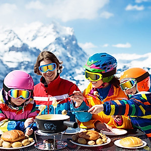 8 Pcs Ski Goggles with Glasses Cloths, UV Protection Snowboard Goggles Dustproof Anti Fog Snow Goggles for Kids Adults Men Women Boys Girls Teens Winter Sports, 8 Colors